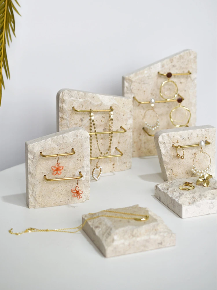 Natural Stone Necklace Shelf Display Shelf Earring Jewelry Ring Display ...