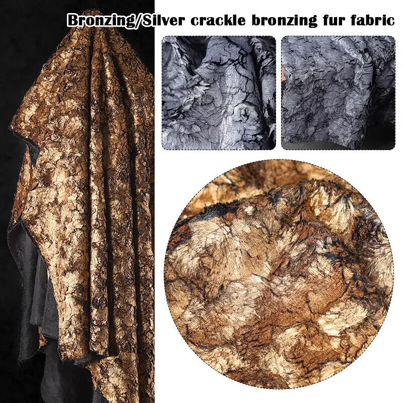 145x50cm Crackle Bronzing Fur Fabric Metallic Coat Shawl Bag DIY Plush ...
