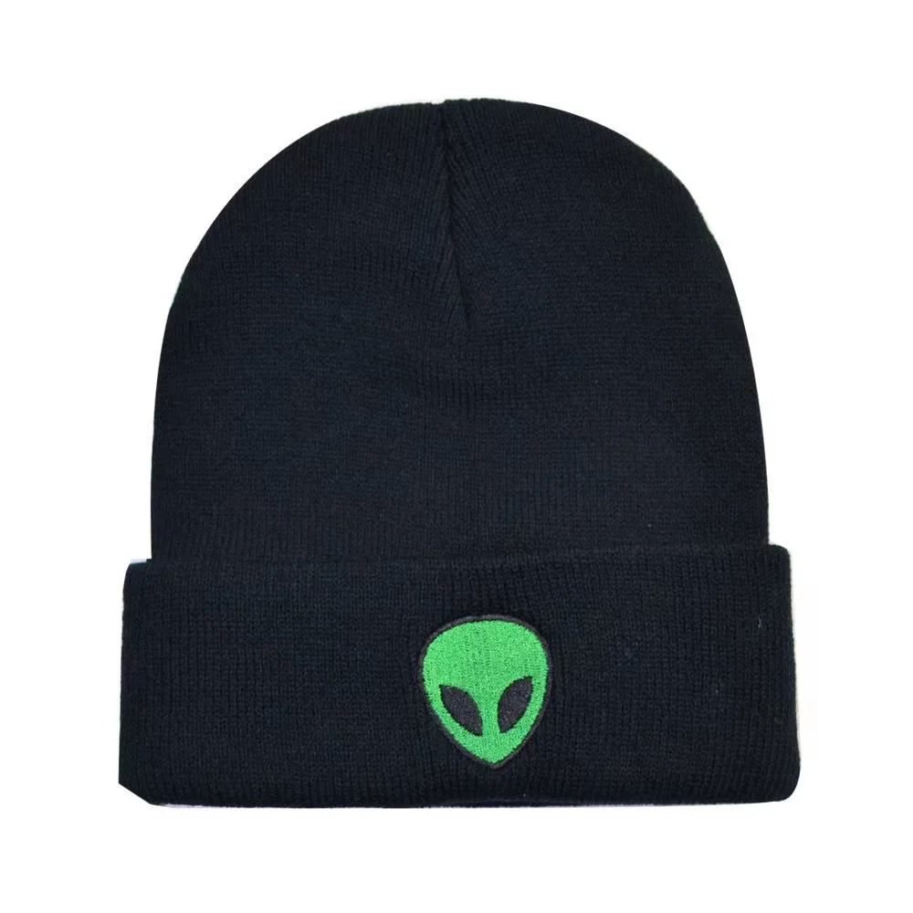 2024-New-Men-s-Fashion-Alien-Embroidery-Knitted-Hat-Winter-Warm-Outdoor ...
