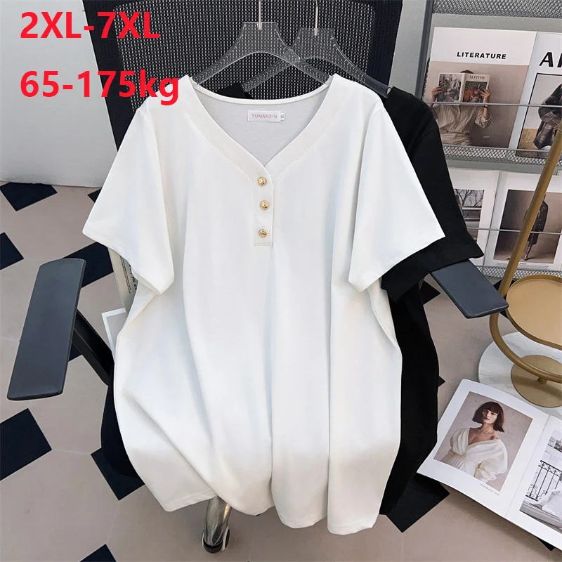4XL 5XL 6XL 7XL V-neck Plus Size Women Clothing Slimming Loose Medium ...