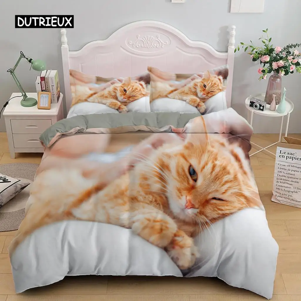 Lovely-Pet-Cat-Bedding-Set-Cute-Kitten-Duvet-Cover-with-Pillowcase ...