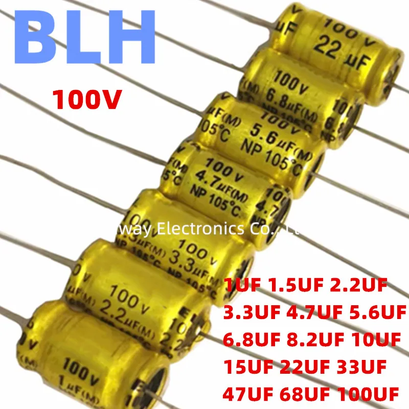 2PCS-Audio-frequency-electrolytic-capacitor-axial-horizontal-NP-100V ...