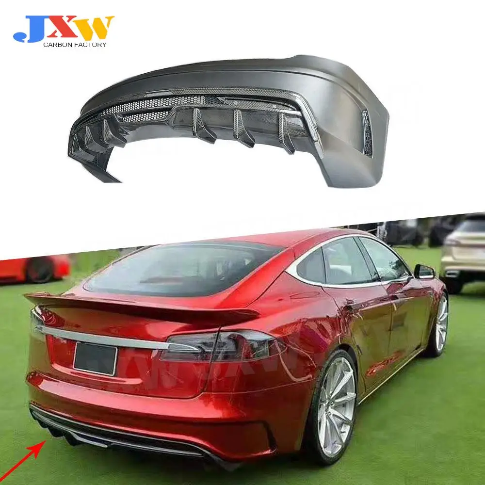 High-Quality-FRP-Rear-Bumper-Carbon-Fiber-Rear-Lip-Diffuser-For-Tesla ...
