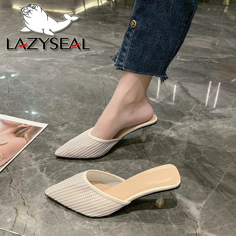 LazySeal-Pointed-Women-Slippers-Slip-On-Mesh-Upper-Elegant-Women-Slides ...