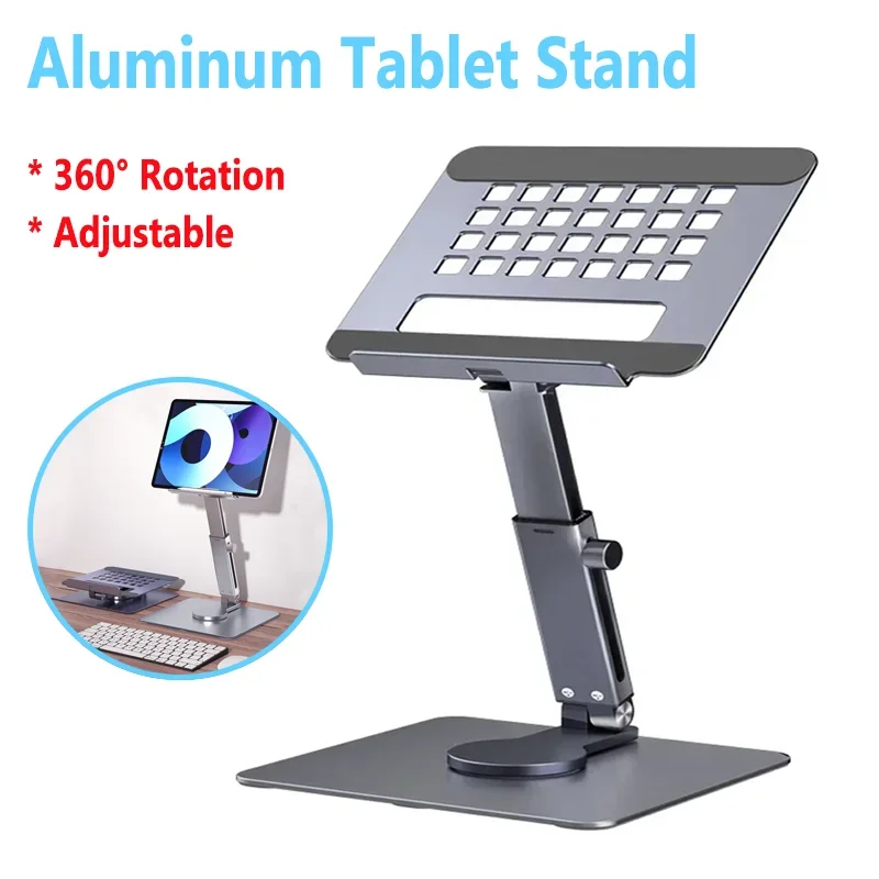 360-Rotation-Aluminum-Tablet-Stand-Desk-Riser-Multi-Angle-Height ...