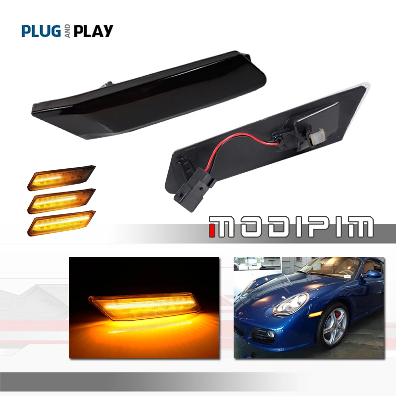 Amber Dynamic Sequential LED Car Front Side Marker Lights For Porsche ...
