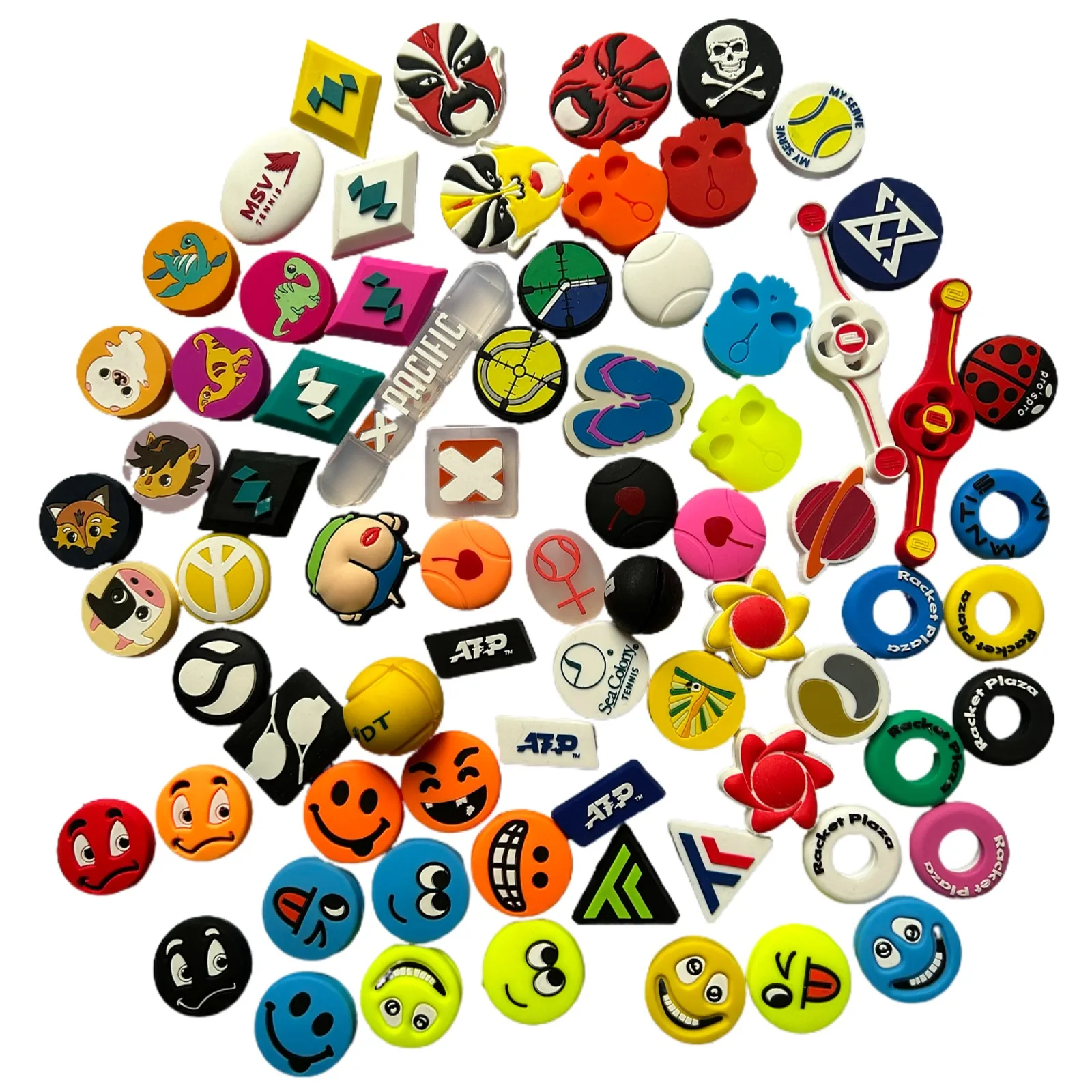 100Pcs-2024-NEW-Silcone-Cartoon-Animal-Tennis-Racket-Vibration-Long ...
