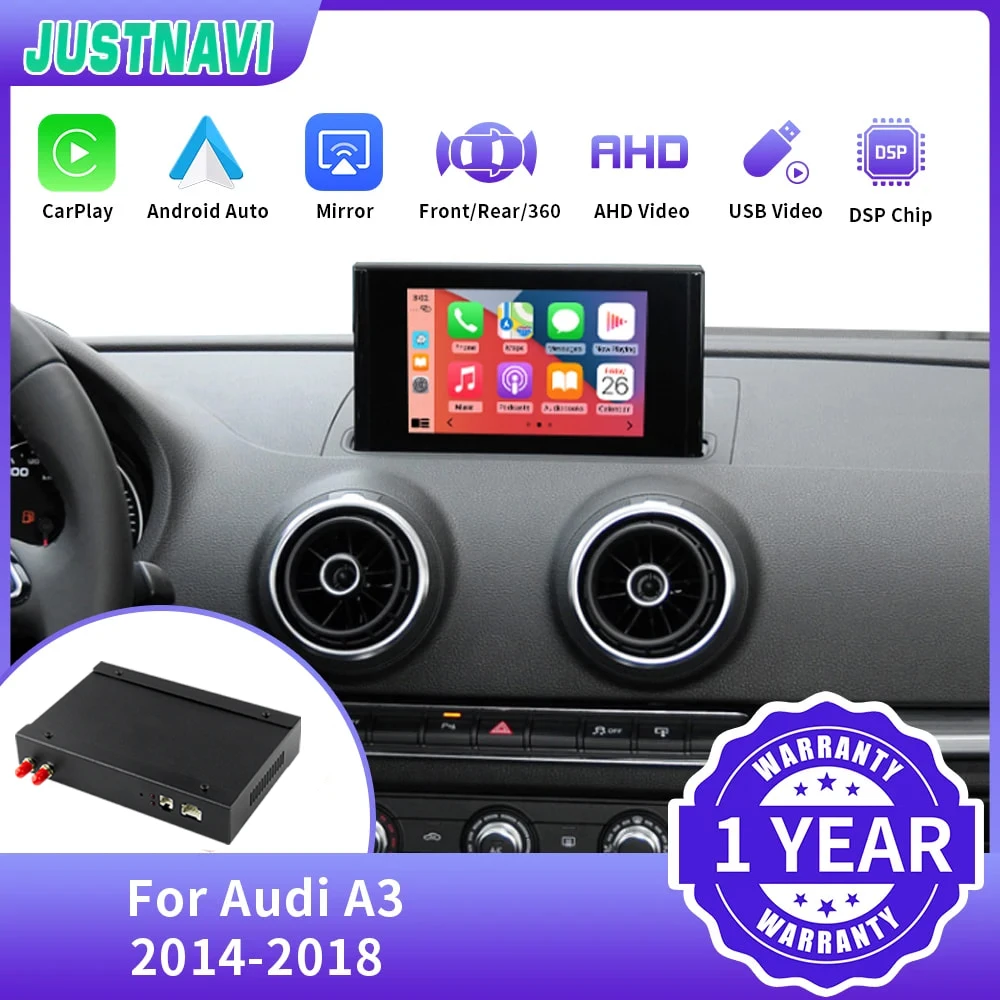 JUSTNAVI-Wireless-CarPlay-Android-Auto-Module-Box-For-Audi-A3-2013-2018 ...