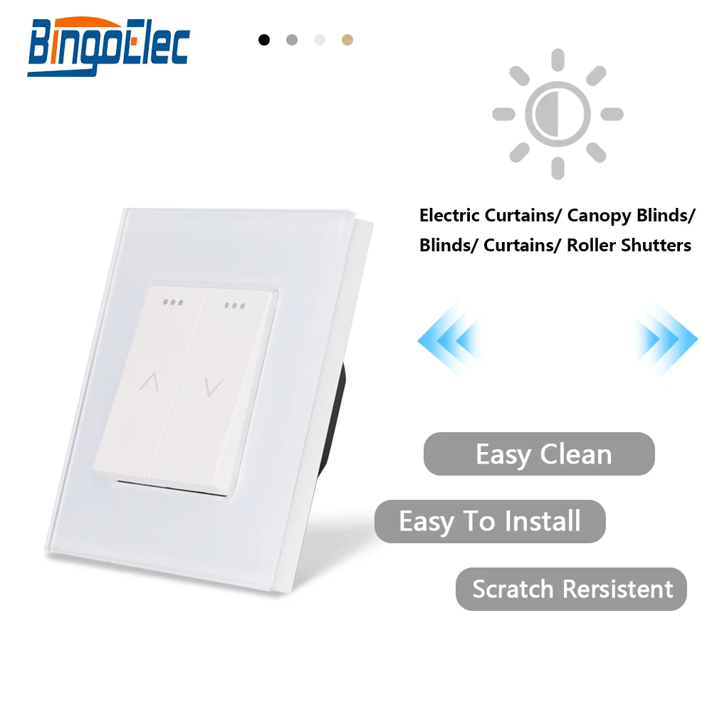 Bingoelec-Normal-Curtain-Push-Button-Switch-EU-Glass-Frame-Motorized ...