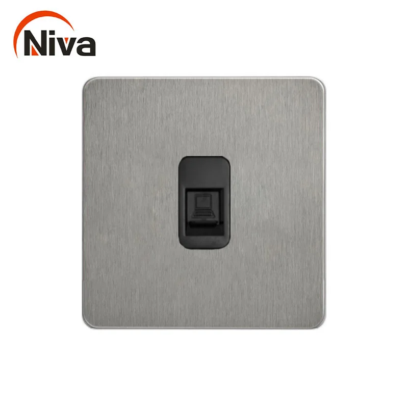 Niva-electric-home-switches-TV-TEL-computer-sockets-stainless-steel-Nickel-panel-Universal-wall ...