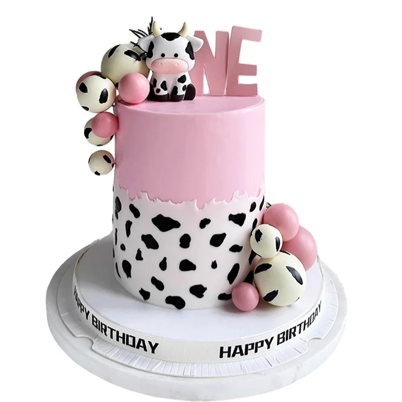 Baby-Cow-Cake-Toppers-Farm-Animal-Cow-Theme-Party-Foam-Balls-Cake ...