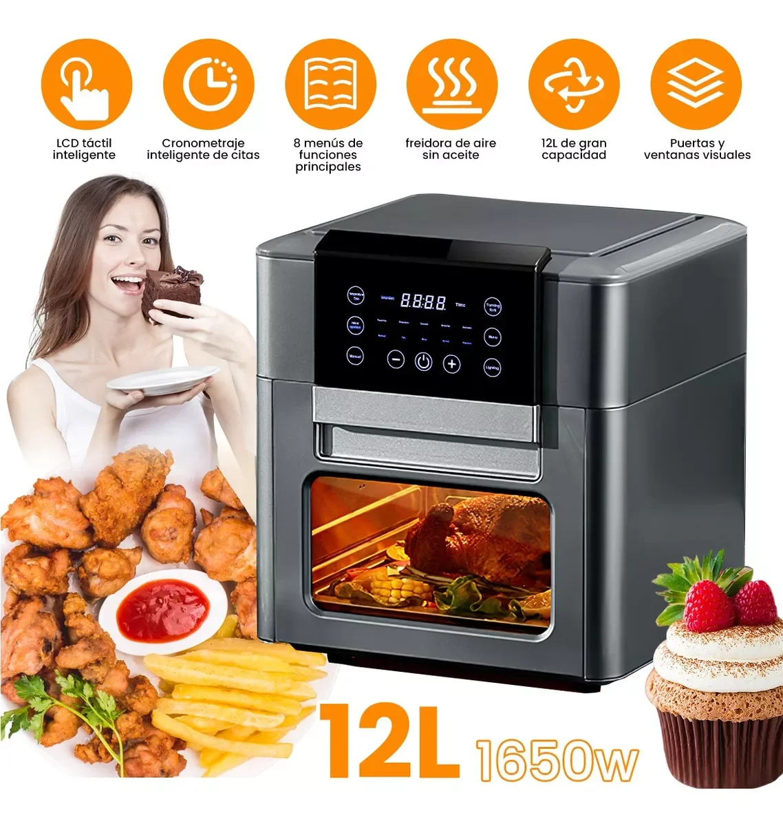 Air Fryer 12L Large Convection Toaster Oven with Digital LCD Touch ...