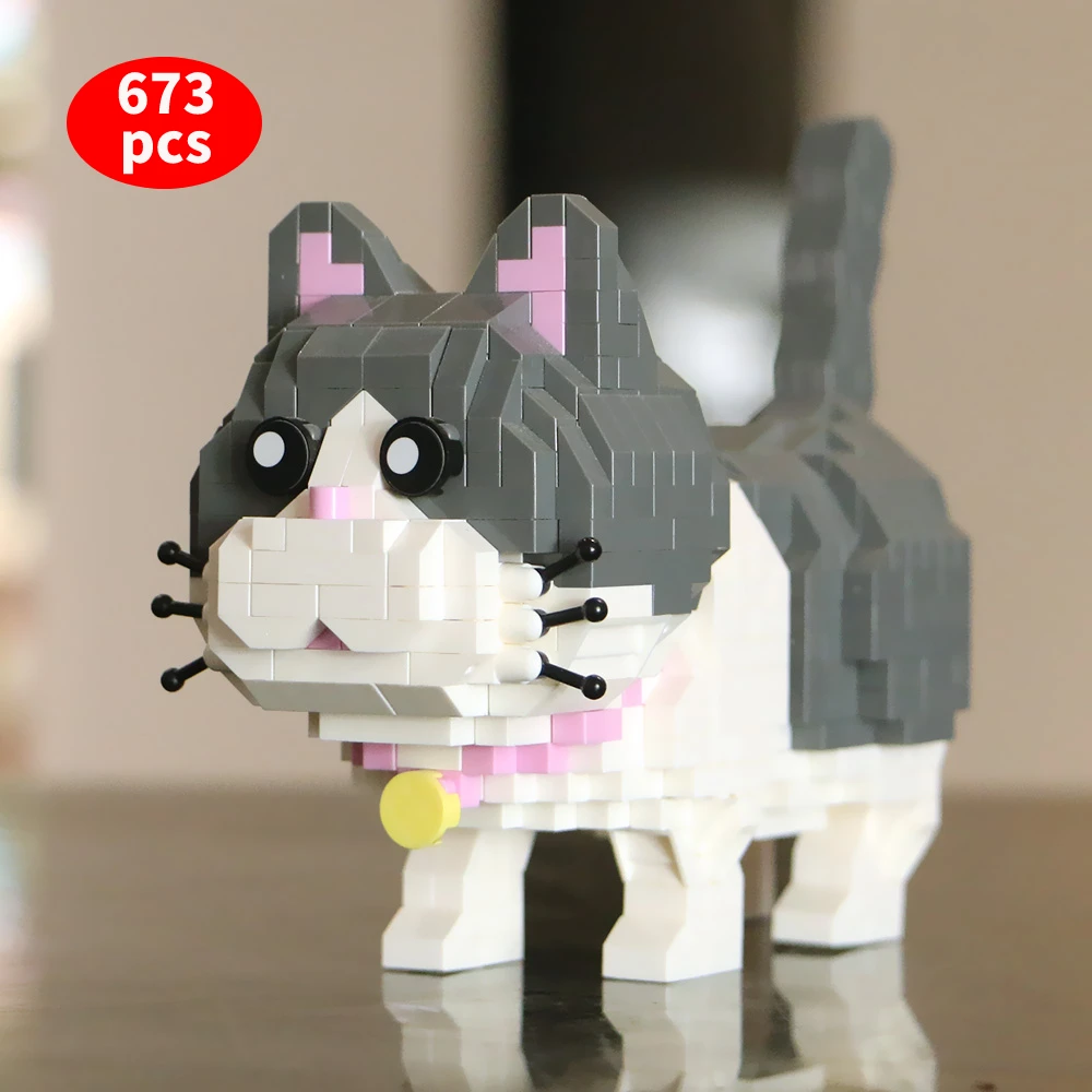 HOT! Russian Blue Cat Mini Animal Building Blocks Model Brick Moc Toys ...