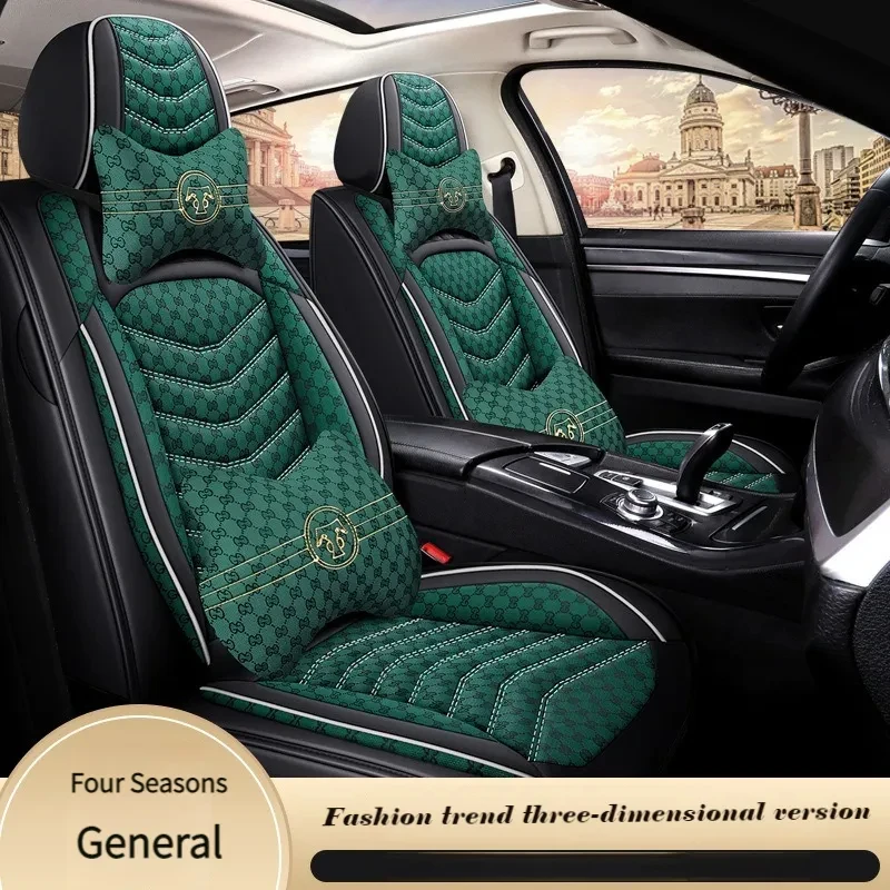 5-Piece-Set-Leather-Flax-Splicing-Car-Seat-Cover-For-ToyotaCorolla ...