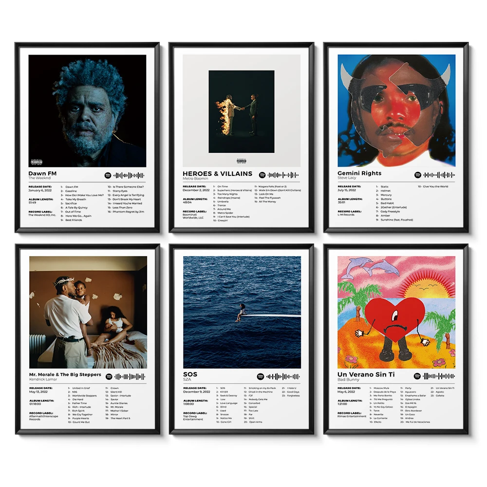 2022 Hot Music Album Covers Poster Singer Canvas Rapper Pop Bad Bunny ...