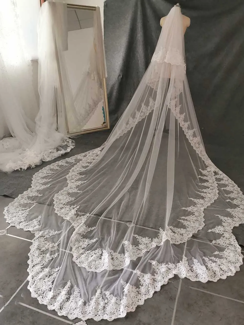 Véu de casamento real 2 camadas do vintage fotos reais de alta qualidade véu de casamento com ...