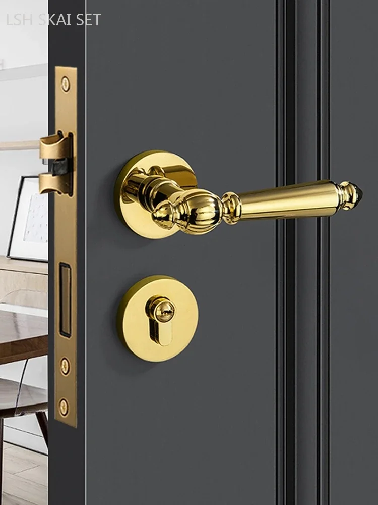 Golden-Light-Luxury-Split-Security-Door-Lock-High-grade-Zinc-Alloy-Mute ...