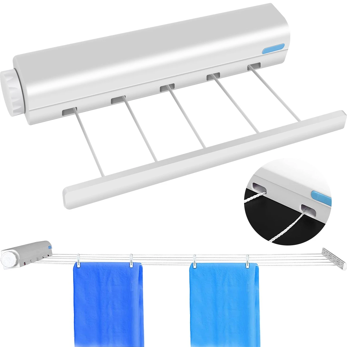 1Pc-Retractable-Indoor-Clothesline-Clothes-Drying-Rack-10-5ft-Wall ...