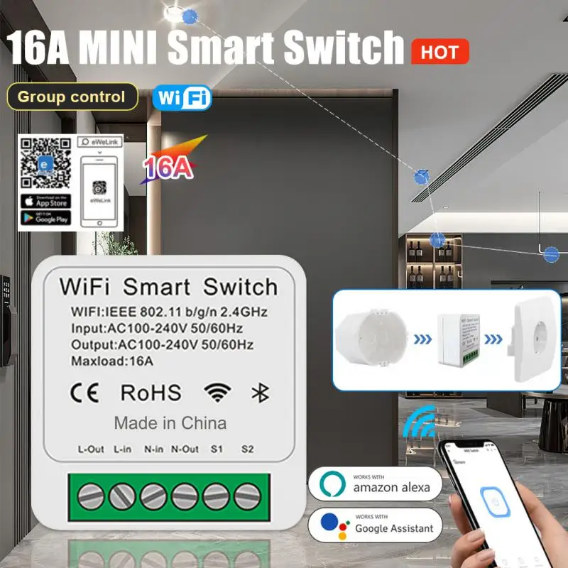 16A-Mini-Wifi-Smart-Switch-Light-2-Way-Module-On-Off-Breaker-Wireless ...