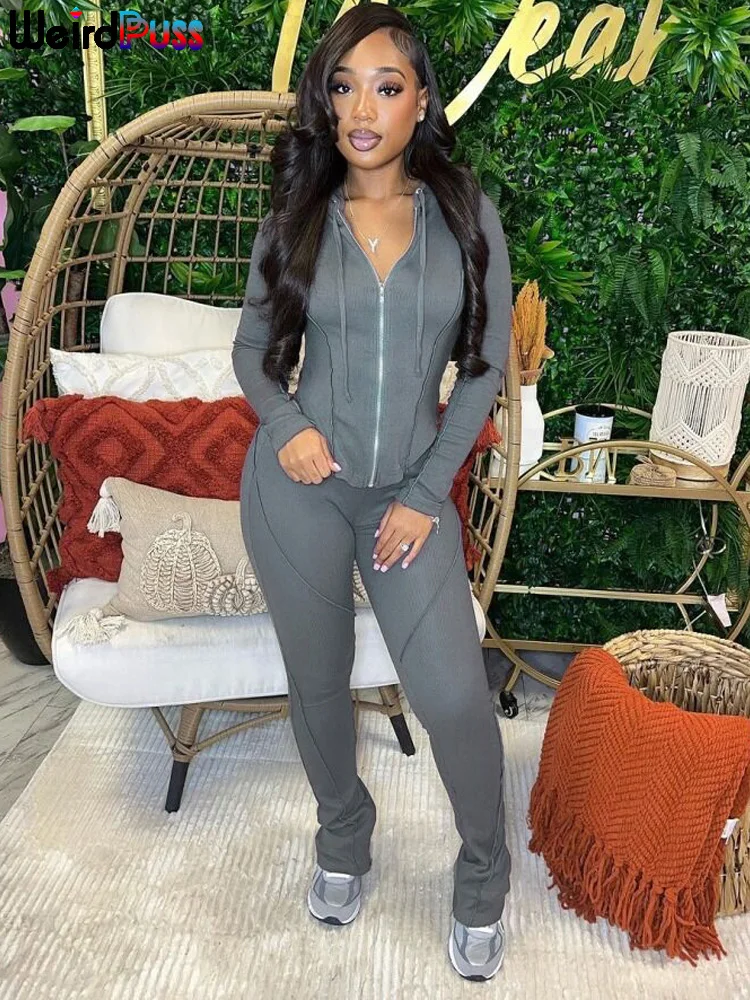 Weird-Puss-Stripe-Patchwork-Women-Tracksuit-2-Piece-Set-Hooded-Zip-Crop ...