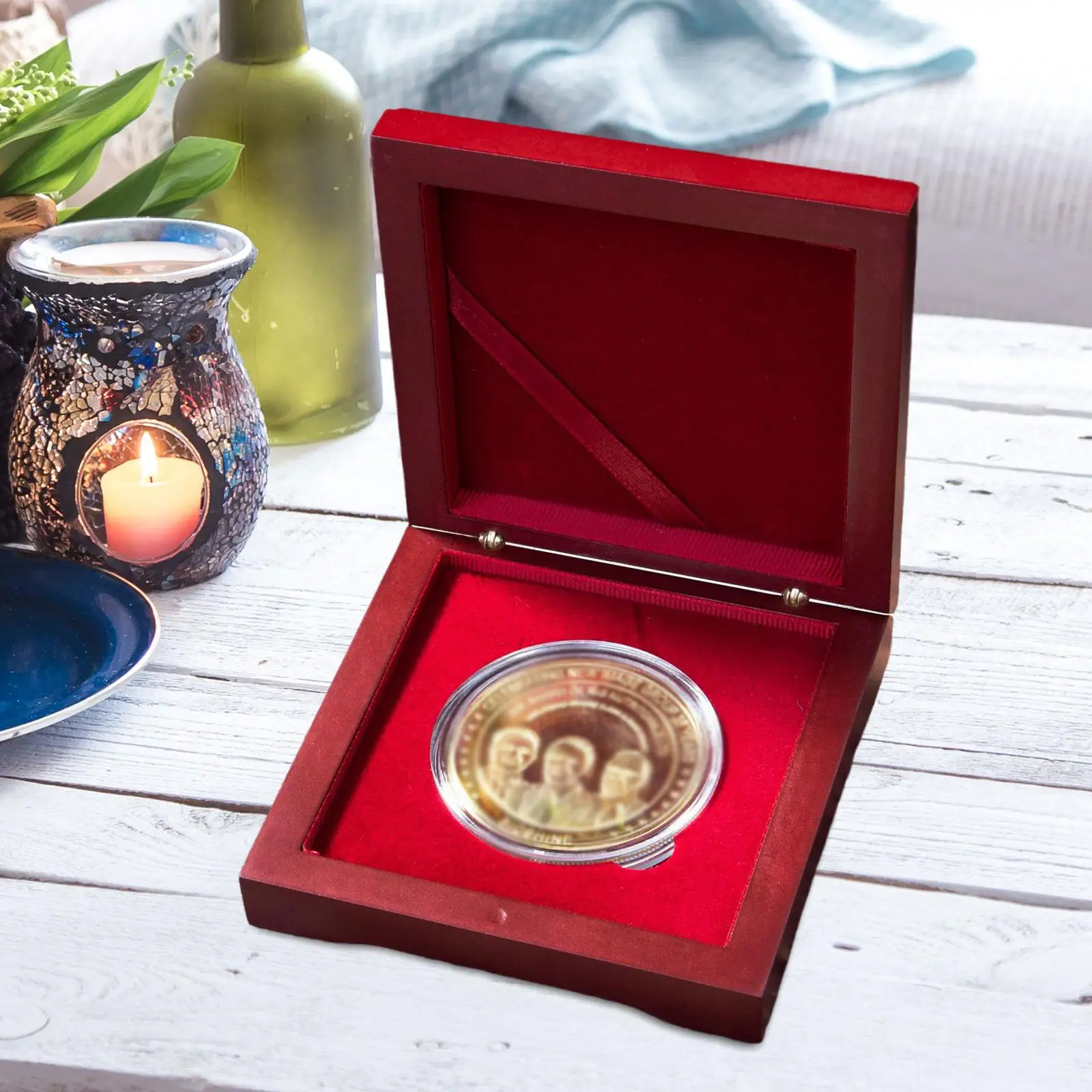 Medal Presentation Box Coin Holder Wooden Coin Storage Box Coin Display ...