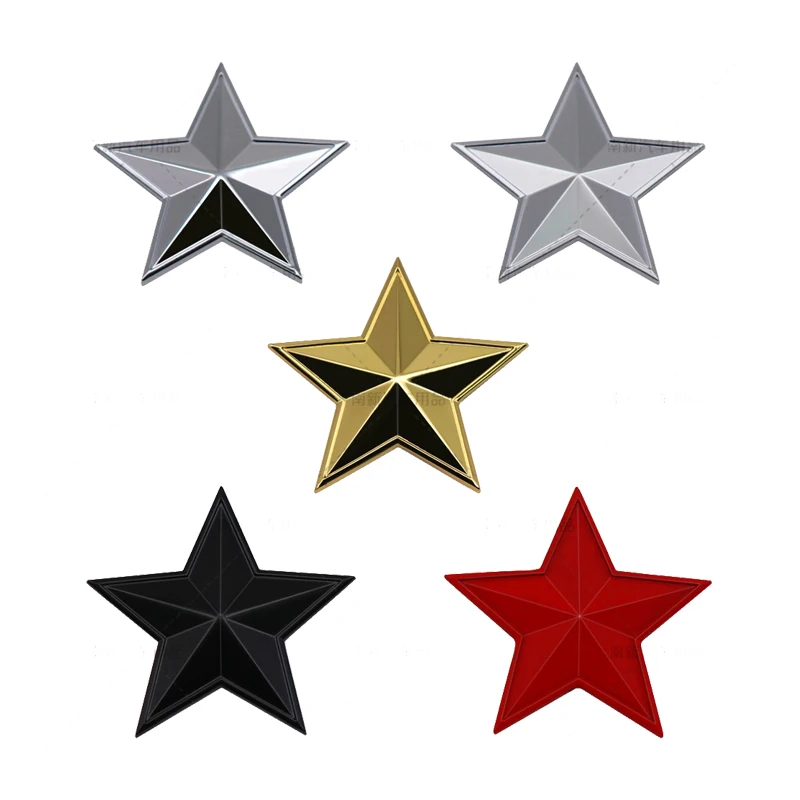 Metal-Car-Styling-3D-Five-pointed-Star-Emblem-Badge-Decorative-Rear ...