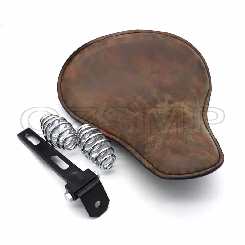 Motorcycle-Spring-Solo-Seat-Distressed-Soft-LeatherCushion-Mounting-Kit ...