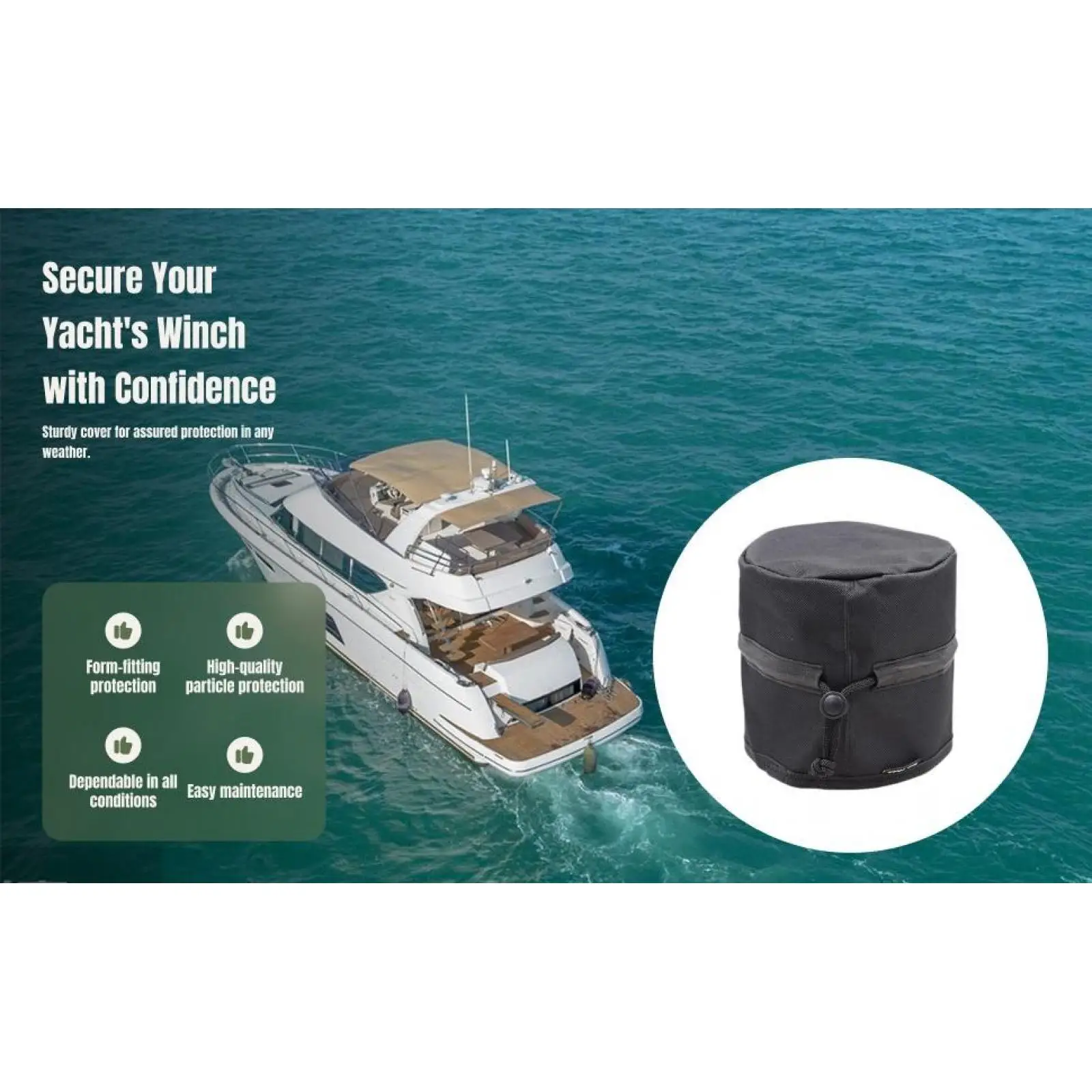Marine Winch Protective Cover 15cm Black Oxford Dustproof Sailboat ...