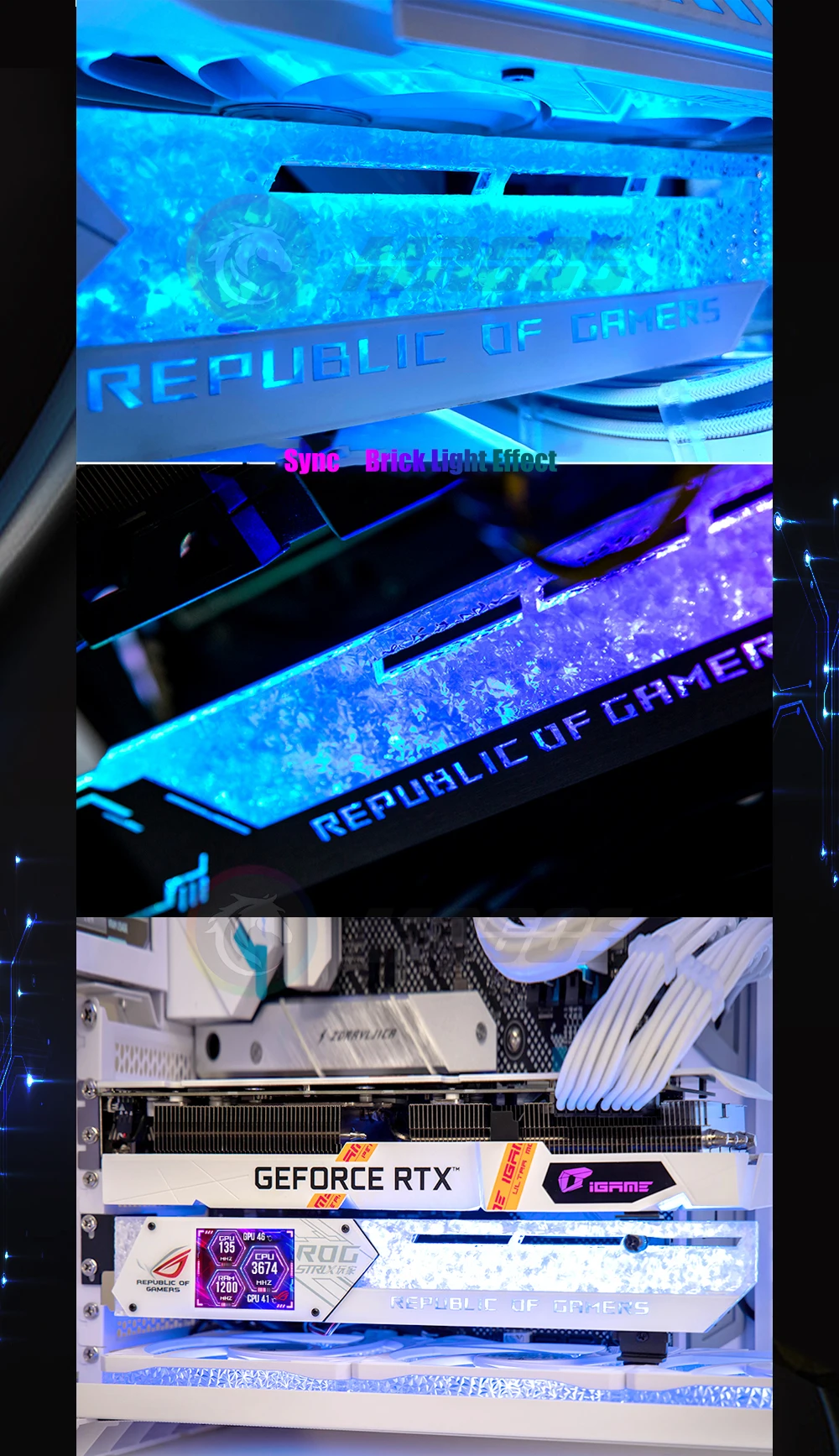 GPU Bracket With Display VGA Graphic Card Holder Gundam MSI AORUS ROG ...