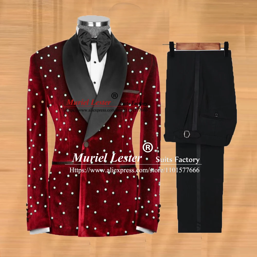 Traje de boda Burdeos para hombre, Blazer elegante de terciopelo con ...