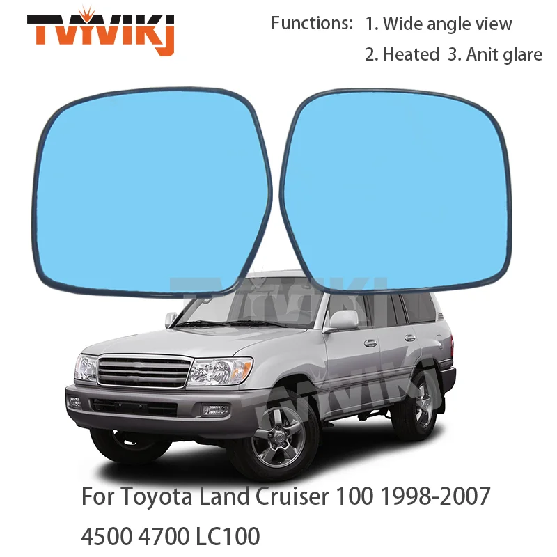 1 pair Side Rearview Mirror Blue Glass Lens For Toyota Land Cruiser 100 ...