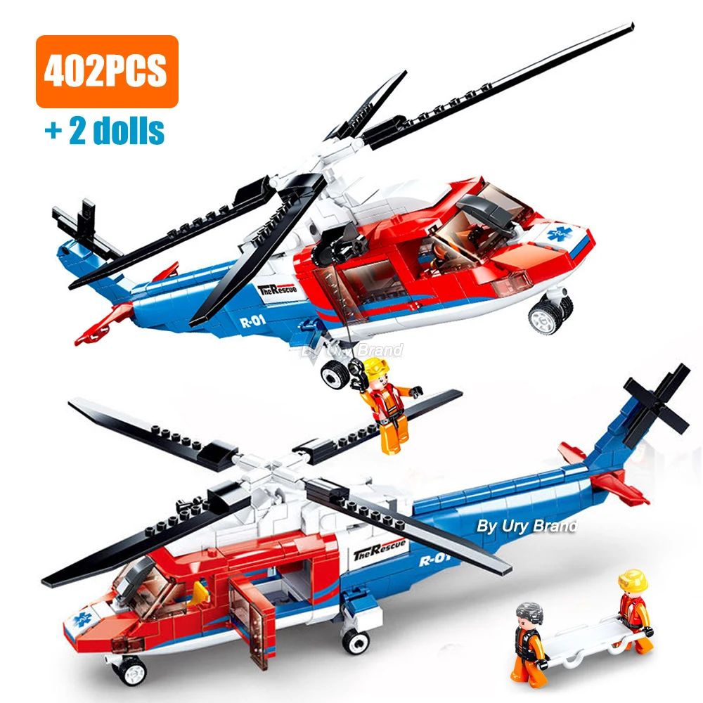 402Pcs Sluban City Series Sets Rescue Aircraft Helicopter Model ...