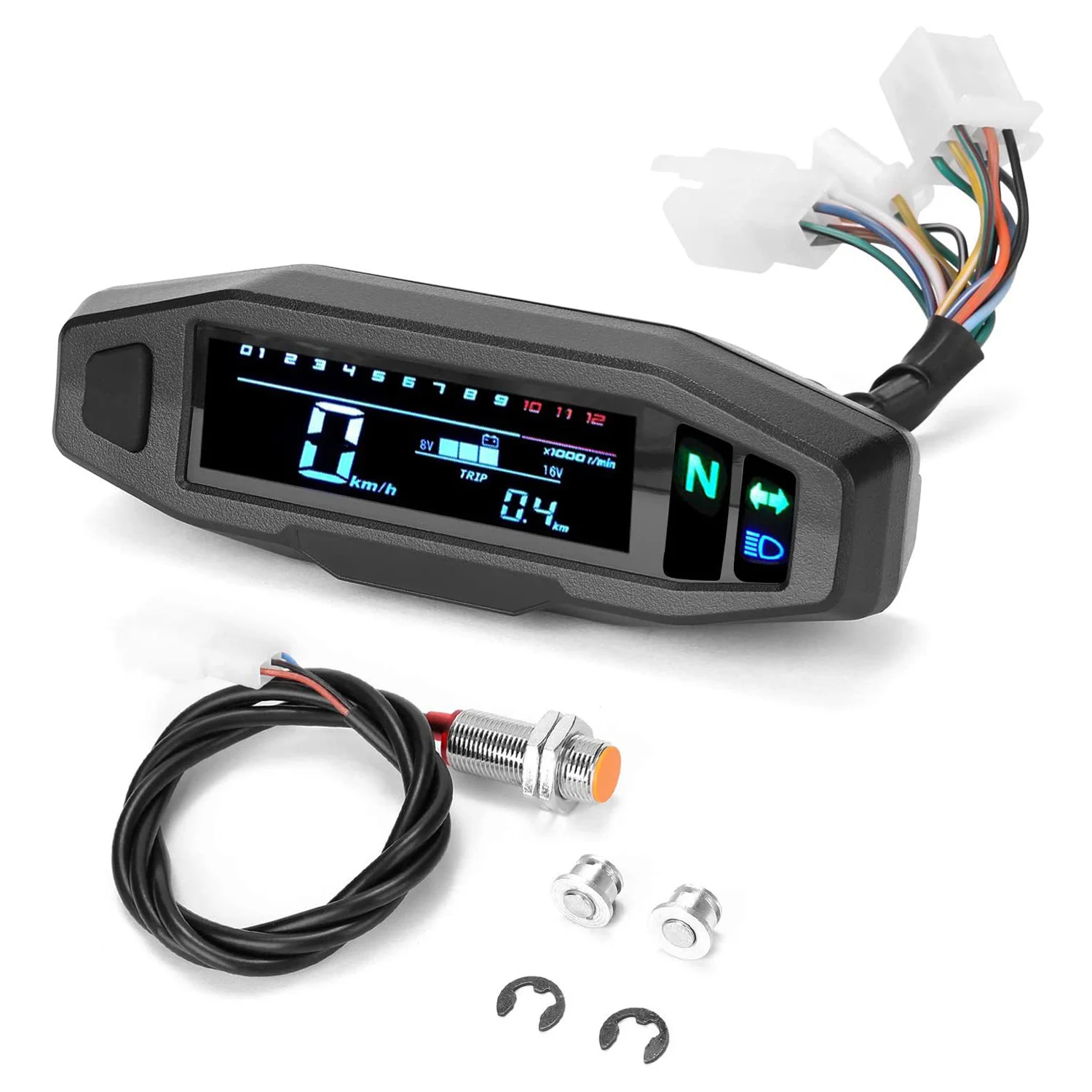Mini Universal Digital Speedometer Motorcycle Panel RPM Tachometer LCD ...