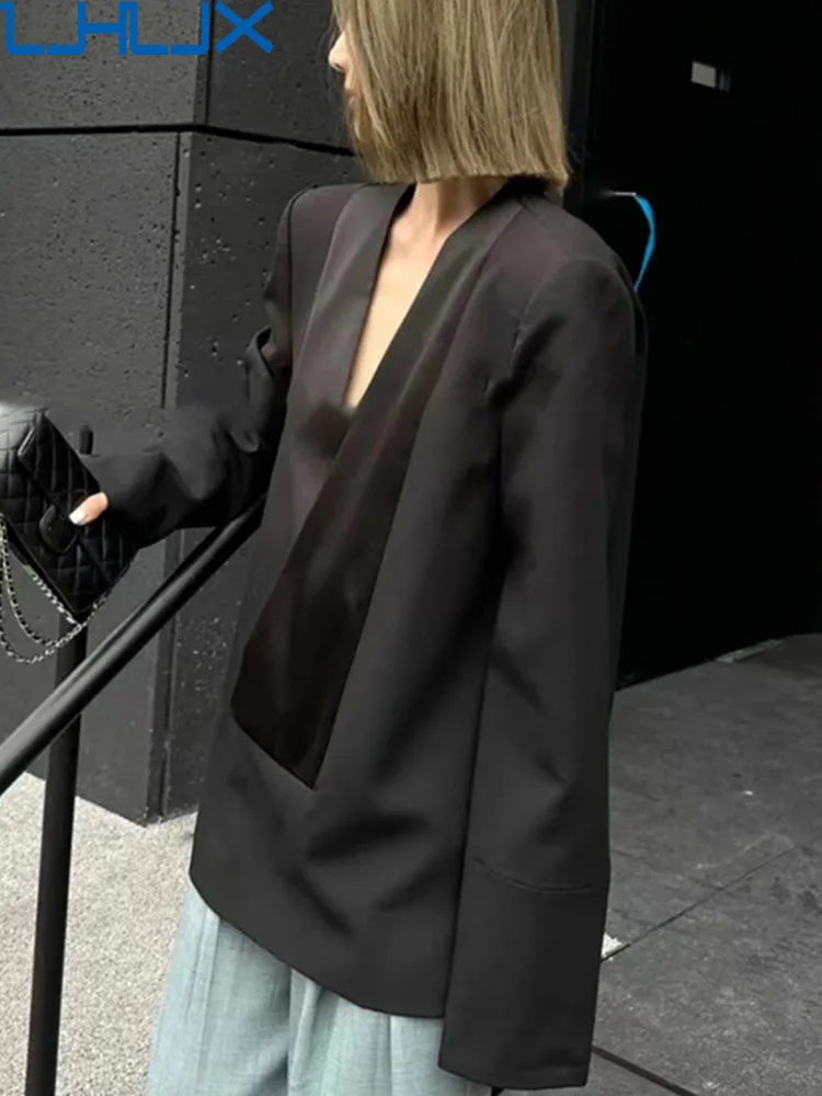 LJHLJX-Designer-Blazer-High-Quality-V-neck-Long-Sleeve-Coats-For-Women ...