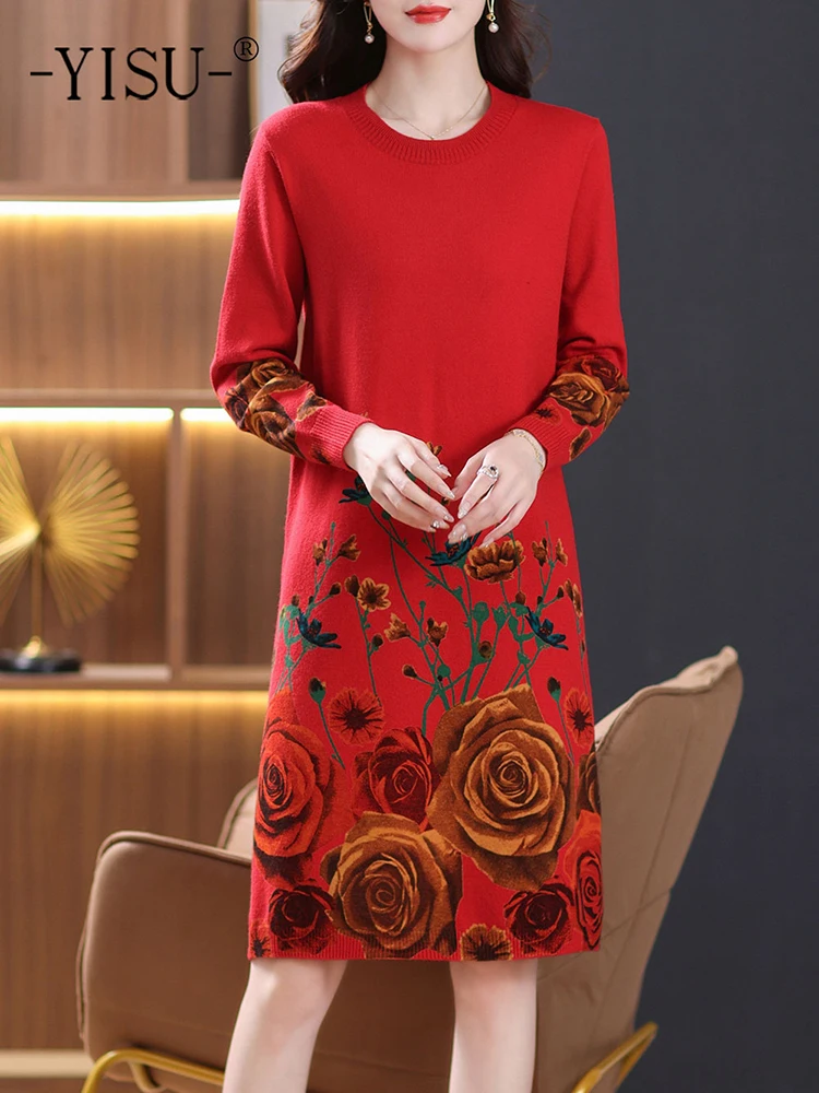 YISU-2022-New-Pullover-Sweater-Women-Loose-O-Neck-Knitted-Sweater-Jumper-Female-fashion-Printing ...