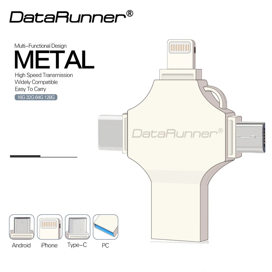DataRunner unidad Flash USB, pendrive OTG 4 en 1 de 256GB, 128GB, 64GB ...