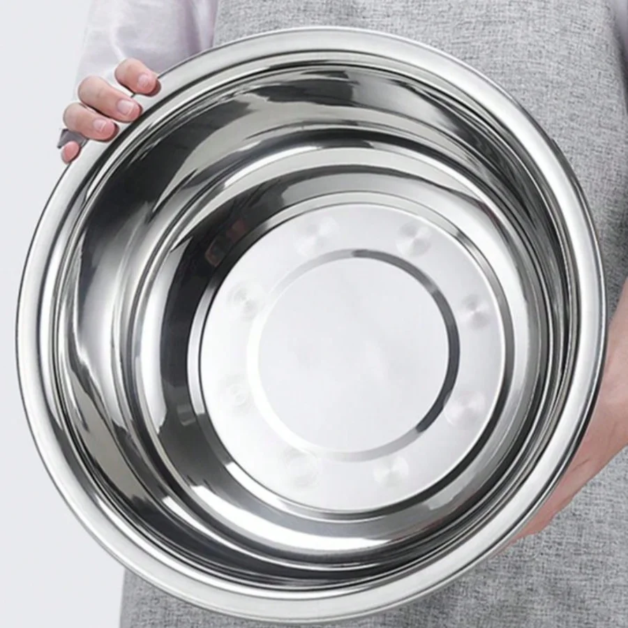 Stainless Steel Round Kitchen Cooking and Baking Kneading Bowl, Washing ...
