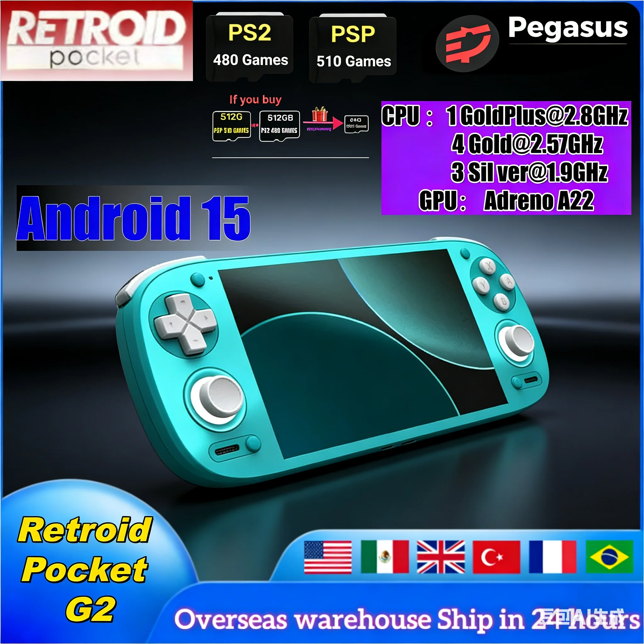 Retroid bolso g2 gen 2 rpg2 retro handheld console de videogame player ...