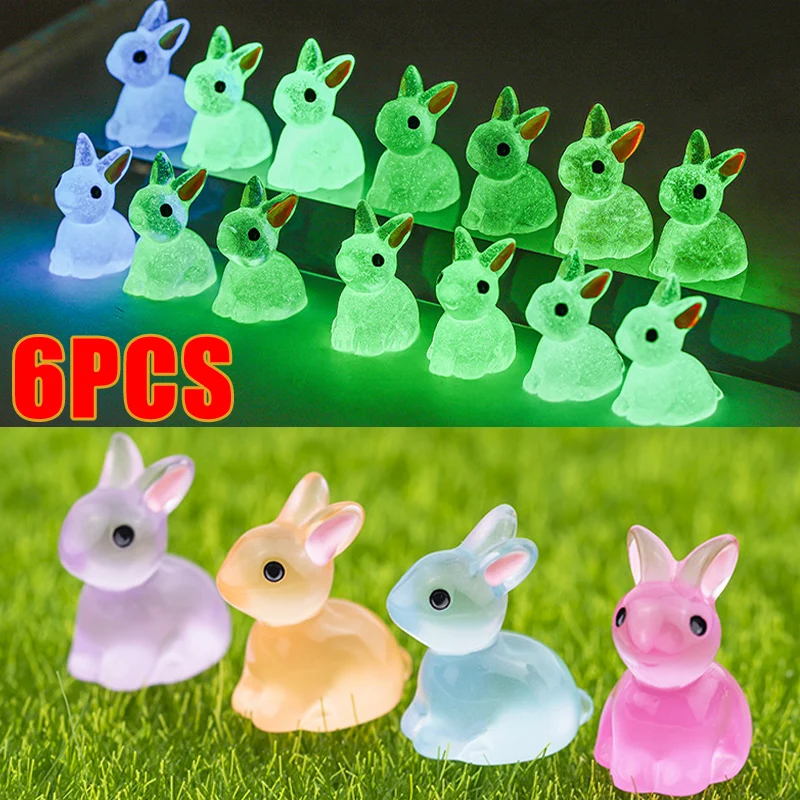2-6PCS-Mini-Luminous-Rabbit-Glow-In-The-Dark-Bunny-Figure-Ornaments ...