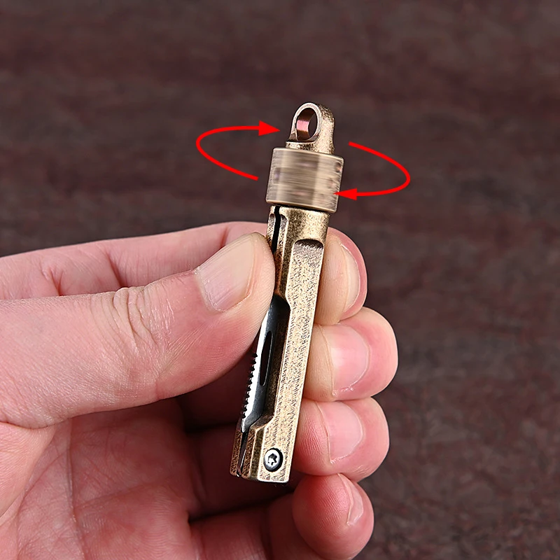 Brass-Dice-Gyro-Folding-Knife-Keychain-EDC-Pocket-Knives-Utility ...