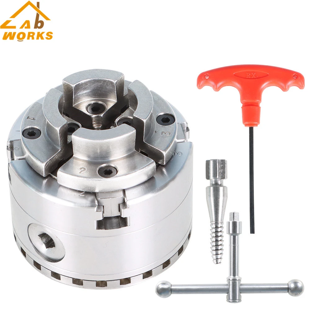 Wood Lathe Chuck 2.75" 4 Jaw Gear Chuck Self-Centering 1In x 8TPI Thread