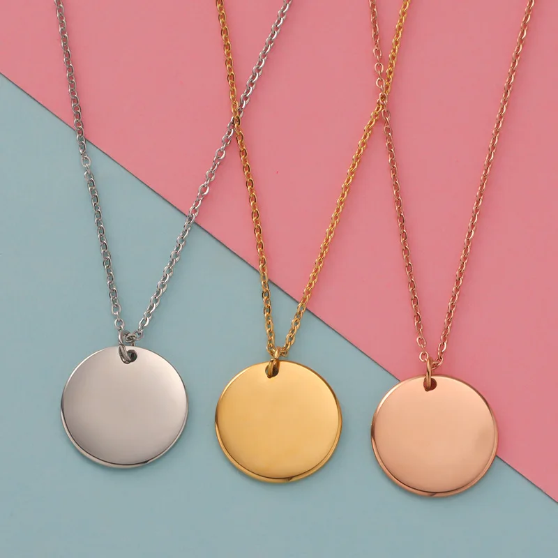 Stainless Steel Wedding Jewelry | Stainless Steel Disc Necklace | Round ...