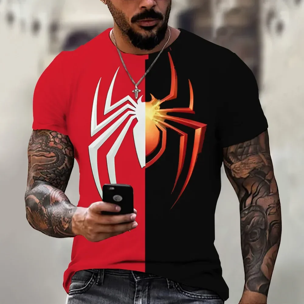 Men-s-3D-Spider-Print-T-shirt-Colorful-Spider-Sketch-T-shirt-Round-Neck ...