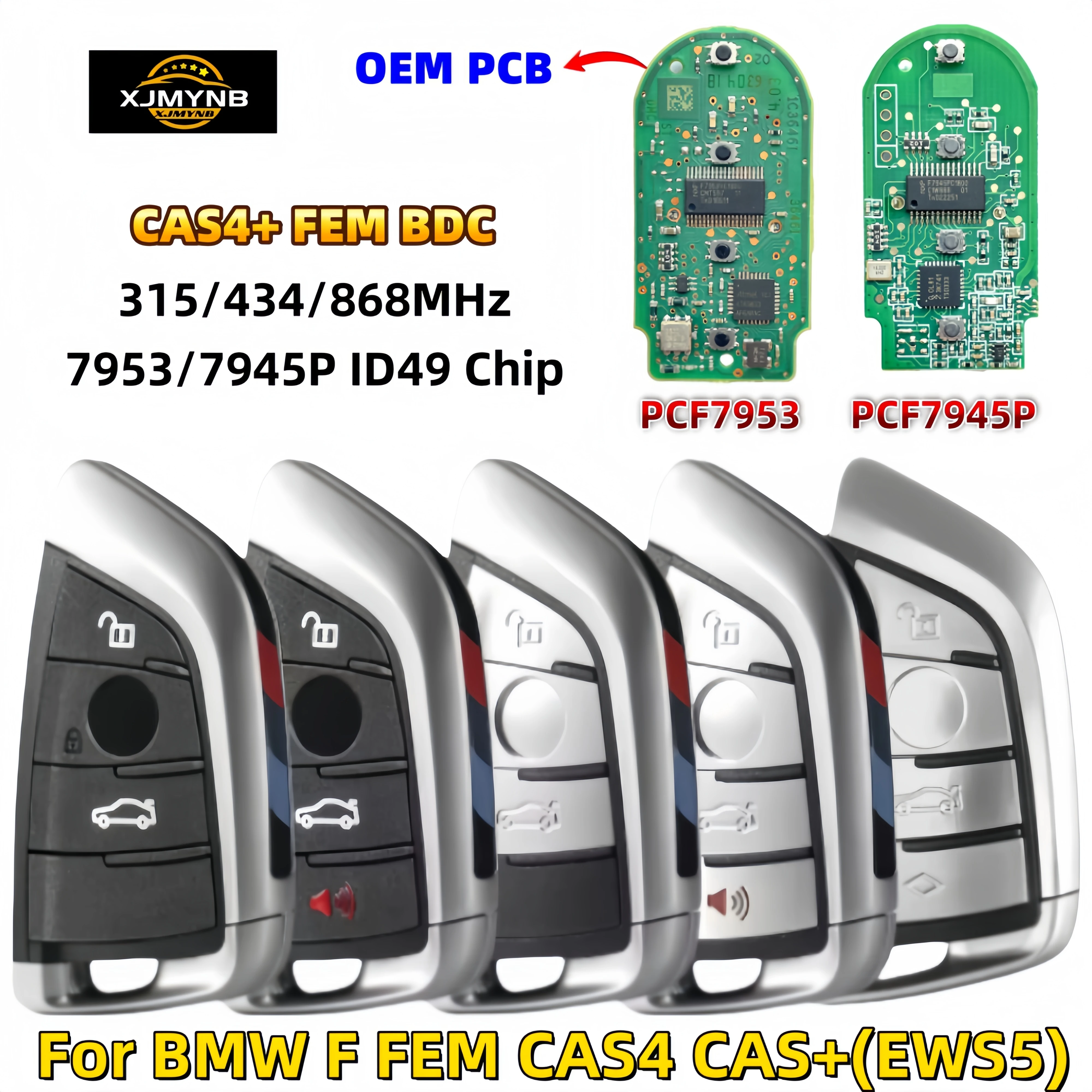 XJMYNB 315/434/868MHz PCF7953/7945P ID49 Chip Promixity Remote Car Key ...
