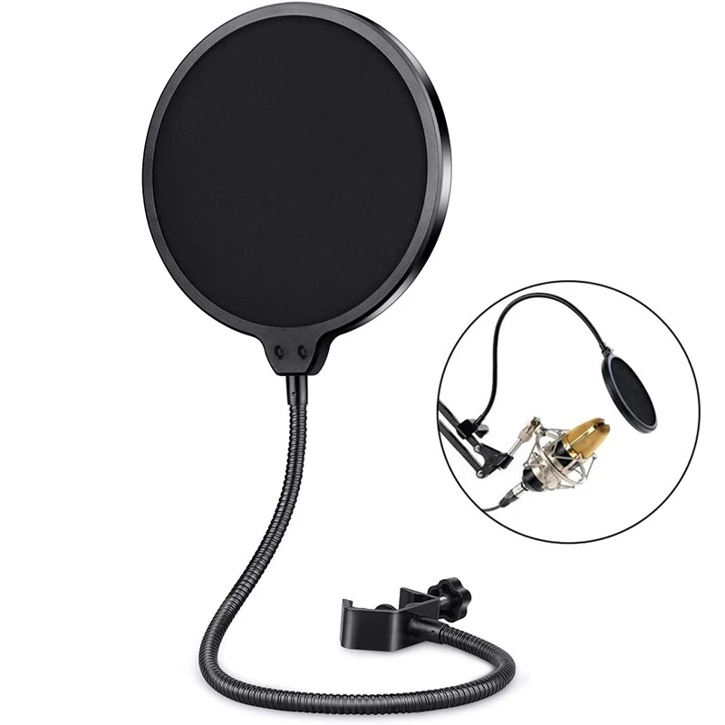 Double-Layer-Studio-Microphone-Pop-Filter-Flexible-Wind-Screen-Sound ...