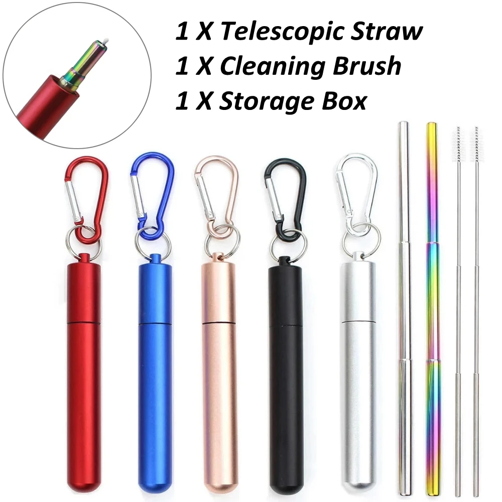Reusable-Stainless-Steel-Telescopic-Straw-With-Cleaning-Brush-Case ...