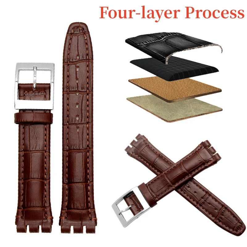 Genuine-Leather-Strap-For-Swatch-Watchband-17mm-19mm-Sweatproof ...