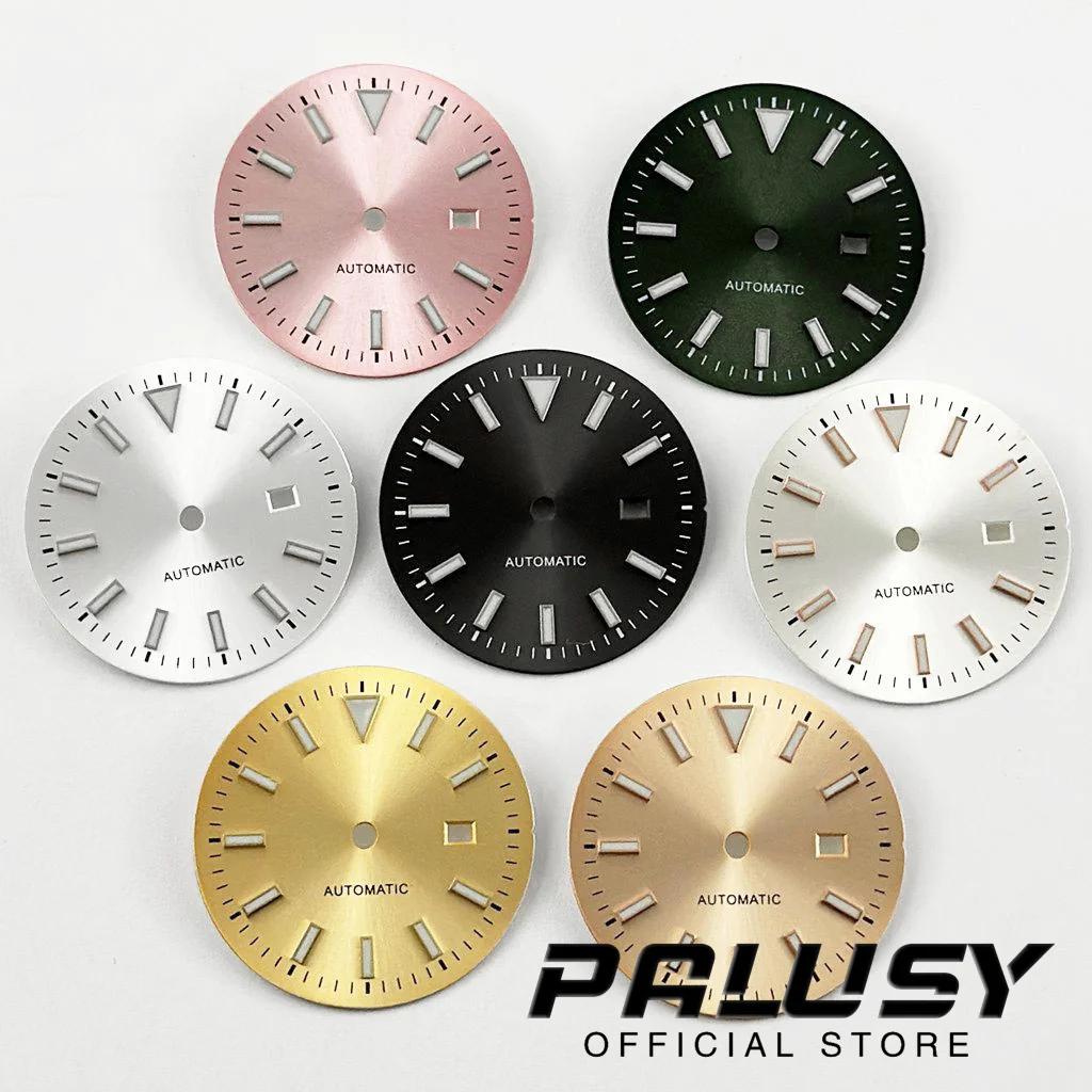 24-5mm-Watch-Dial-Sunburst-Green-Luminous-Calendar-with-Date-Watch ...