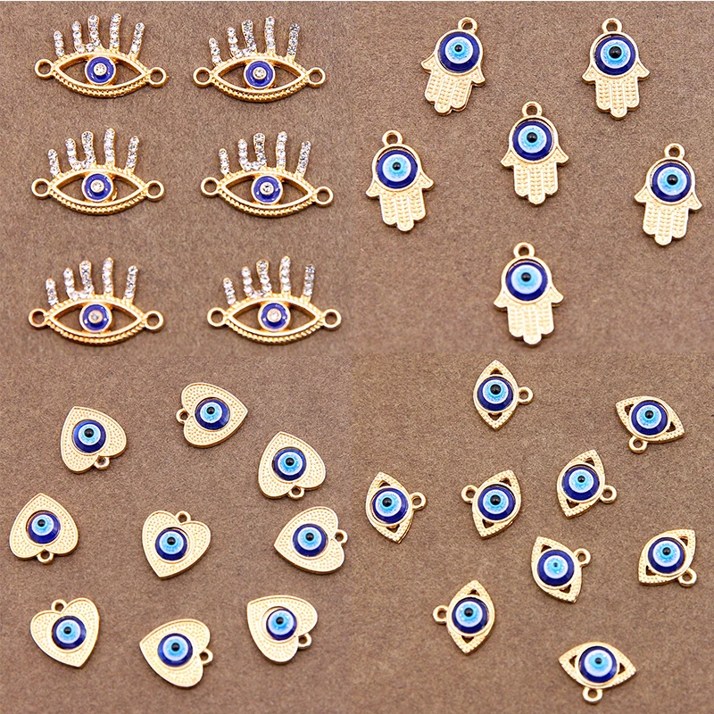 10pcs-Resin-Turkish-Evil-Eye-Charm-Bracelet-Rhinestone-Charms-DIY ...