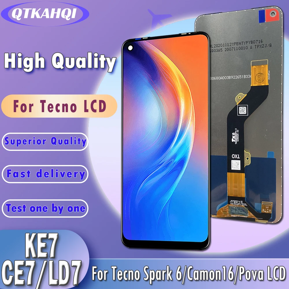 For-Tecno-Spark-6-KE7-Display-LCD-Touch-Screen-Digitizer-Assembly-For ...